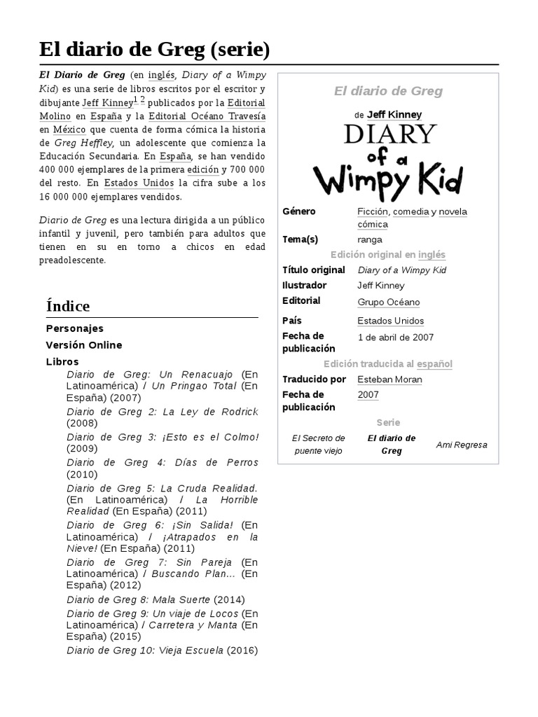 El Diario de Greg (Serie) | Entretenimiento | Libros