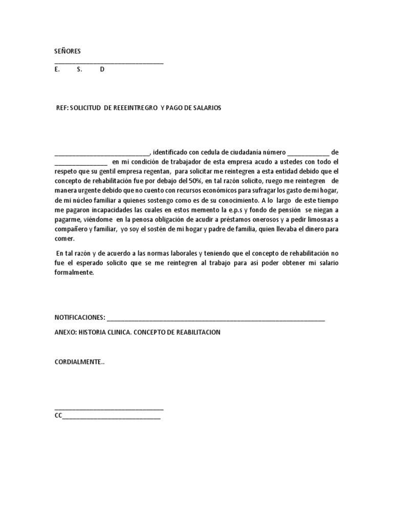 Solicitud de Reintegro | PDF