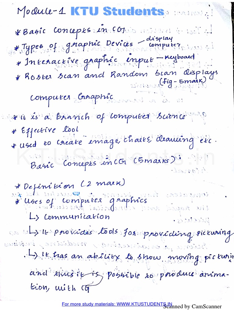 CS401-M1-Computer Graphics-Ktustudents - in PDF | PDF