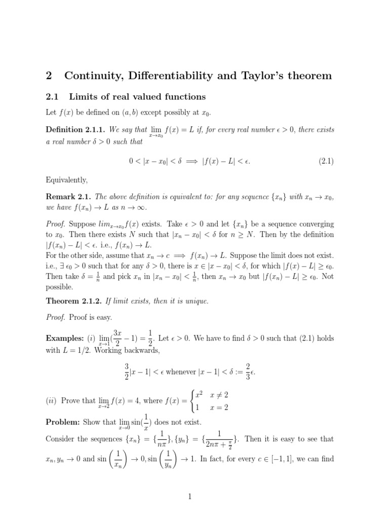 Differentiations Pdf Continuous Function Series Mathematics
