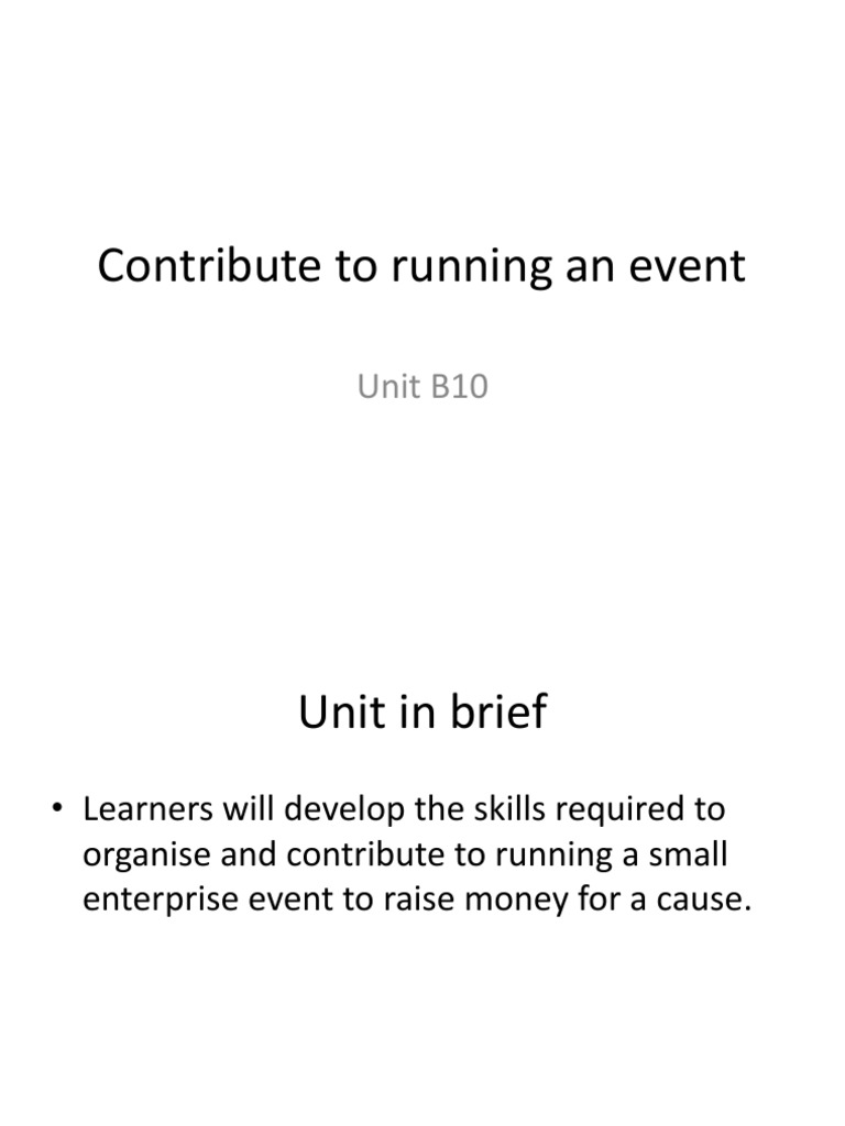 Contributing To Running An Event BTEC | PDF