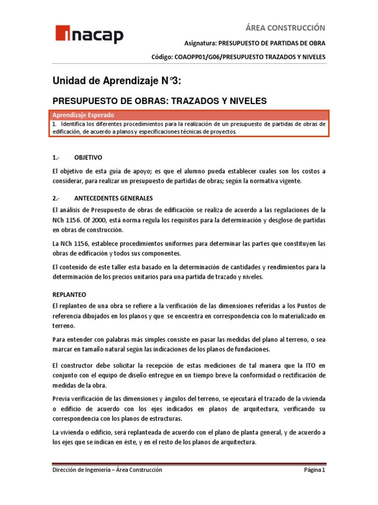 G06 AOPP01 Presupuesto de Trazado y Niveles | PDF | Presupuesto | Impuestos