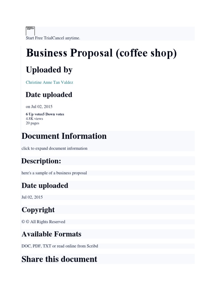 Business Proposal Coffee Shop | PDF | Scribd | Linked In