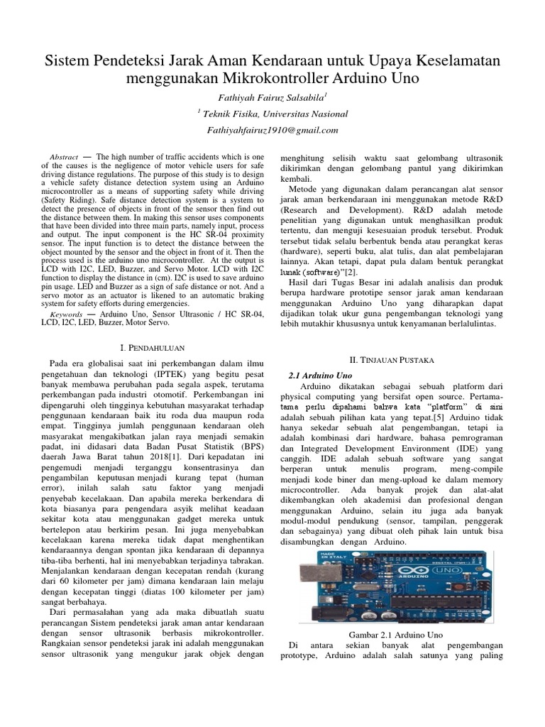 Sistem Pendeteksi Jarak Aman Berbasis Mikrokontroler Arduino Uno | PDF