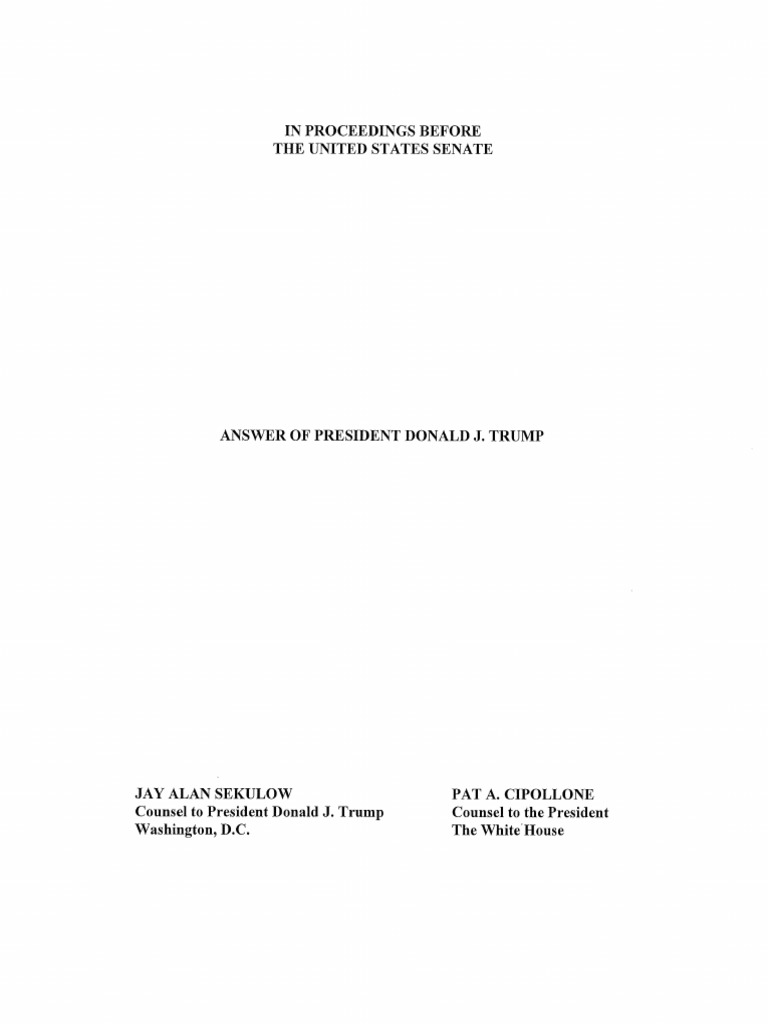 Answer of President Donald J. Trump | PDF