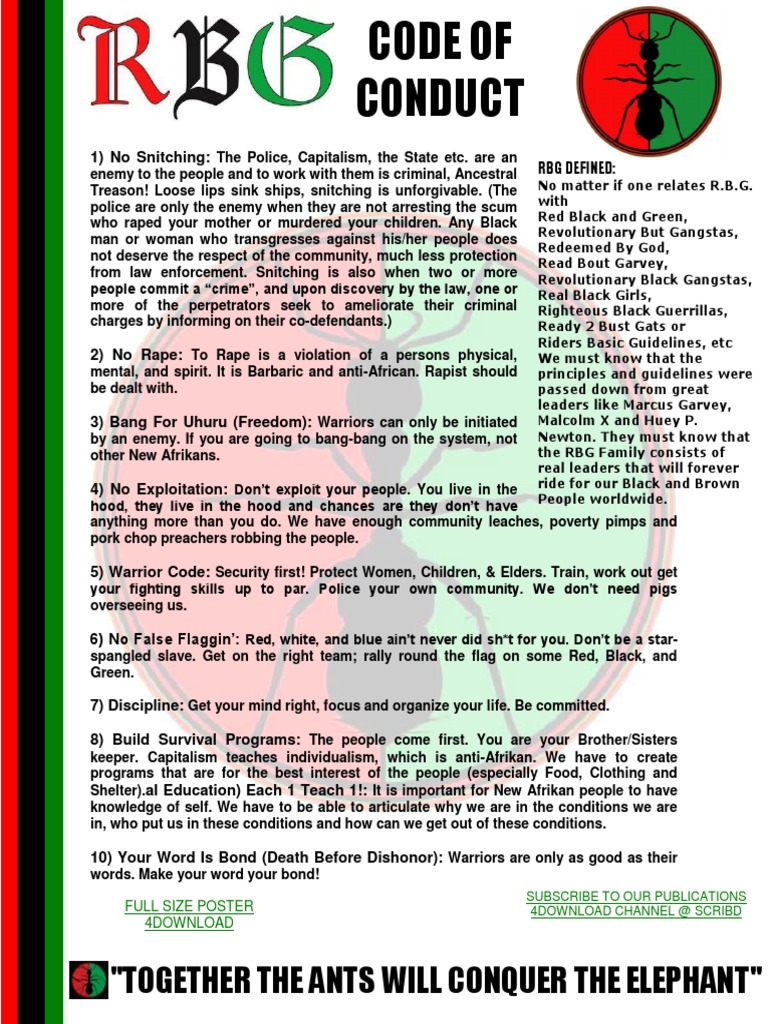 RBG Code of Conduct TOGETHER THE ANTS WILL CONQUER THE ELEPHANT | PDF ...