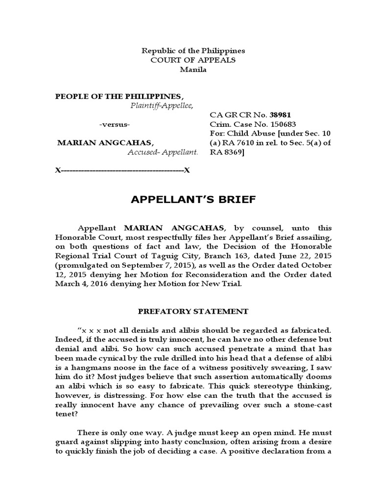 Appellant's Brief | PDF | Witness | Testimony