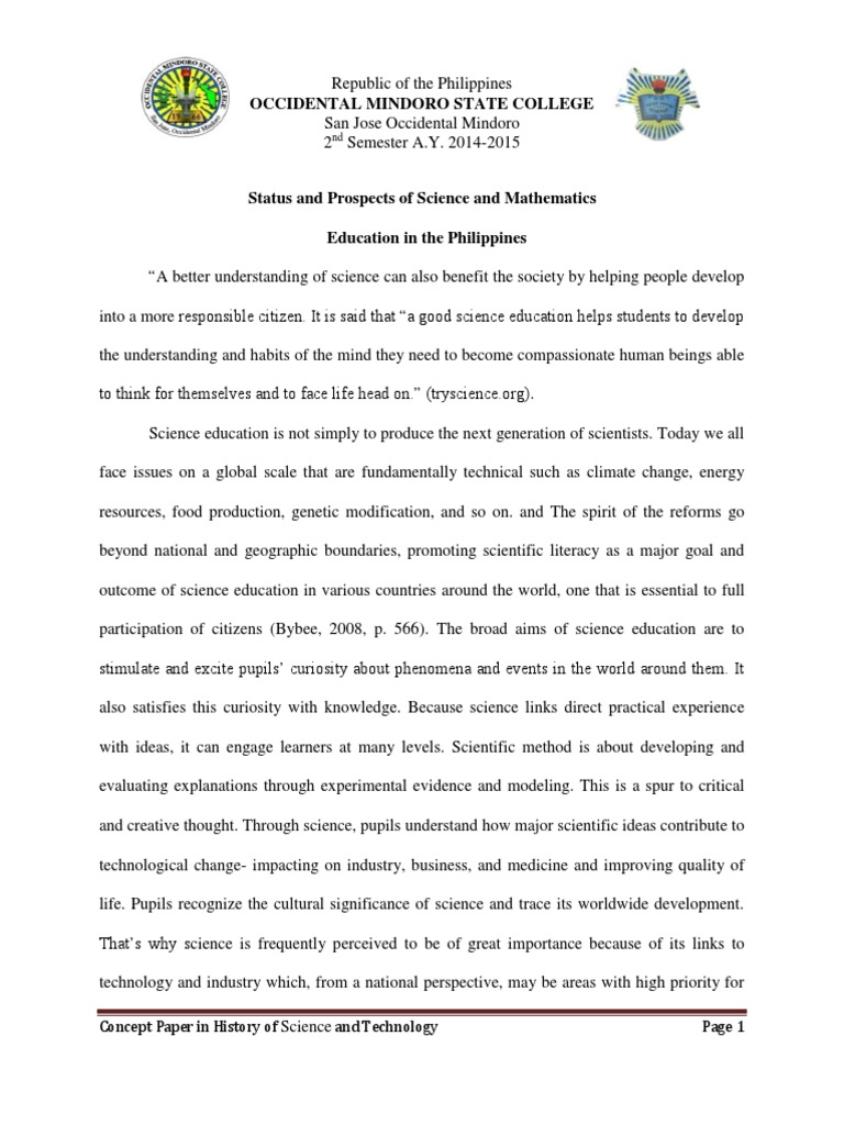 Final Concept Paper For Print | PDF | Science Education | Curriculum