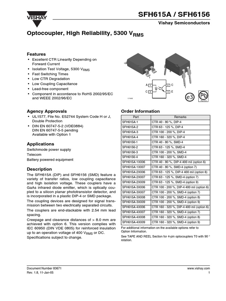 SFH6156 3 | PDF | Electromagnetism | Electricity