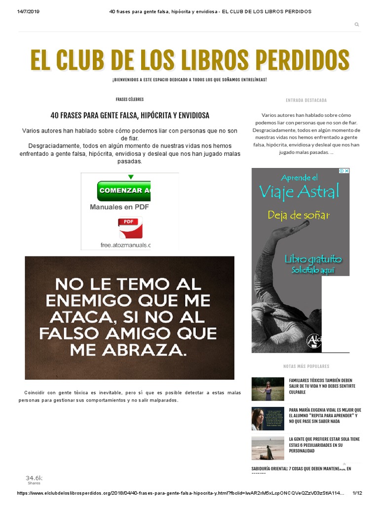 40 Frases Para Gente Falsa Hipócrita Y Envidiosa El Club De Los