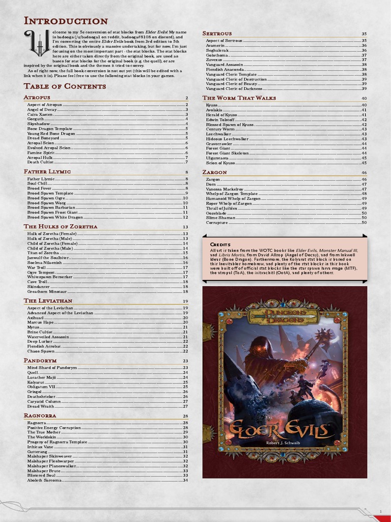 Elder Evils 5e - Stat Blocks Only | PDF | Dungeons & Dragons | Gary ...