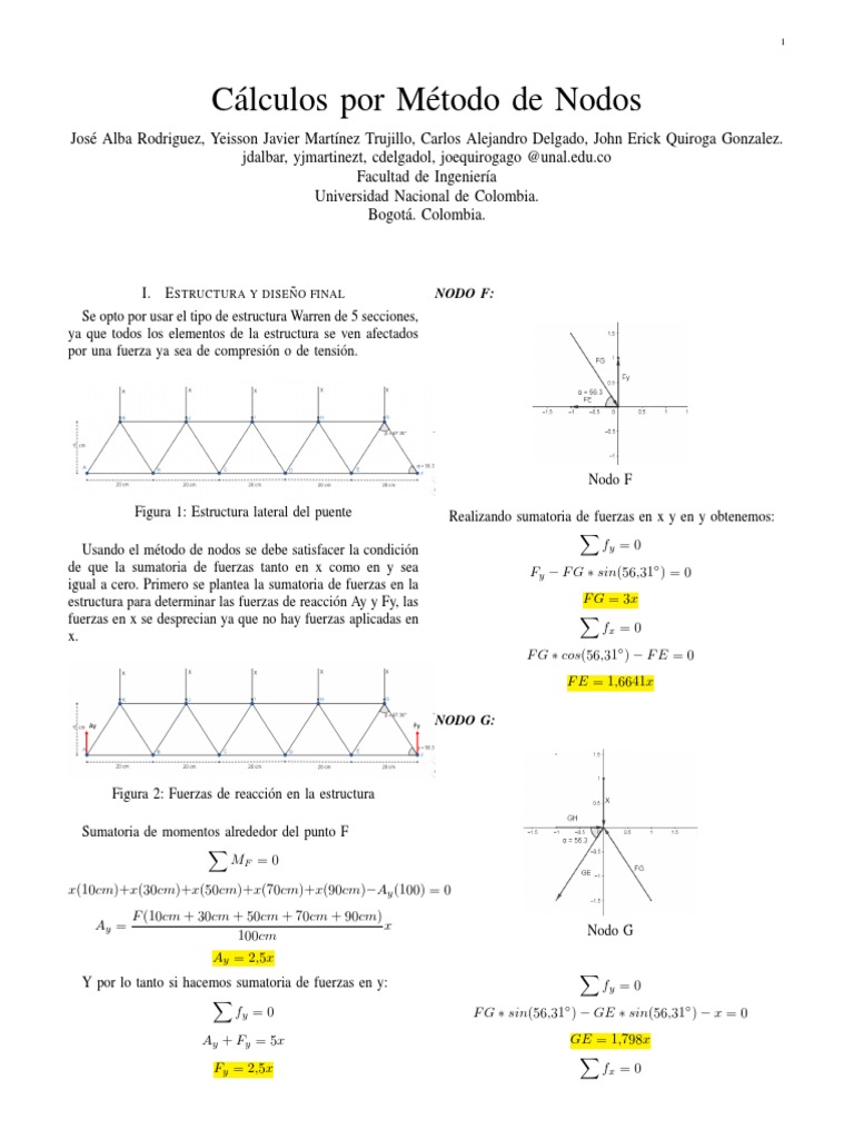 Cálculo de Nodos en Estructuras | PDF | Física Aplicada e ...