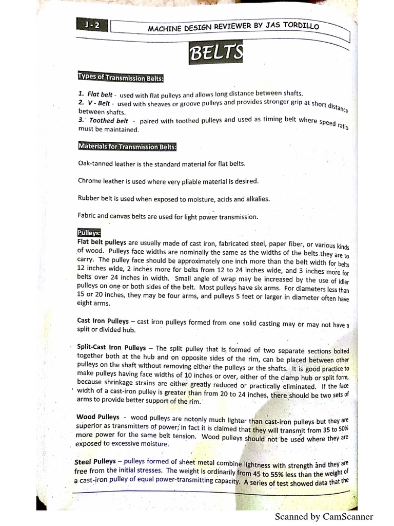 Belts and Pulley (Machine Design Problems by Jas Tordillo) | PDF