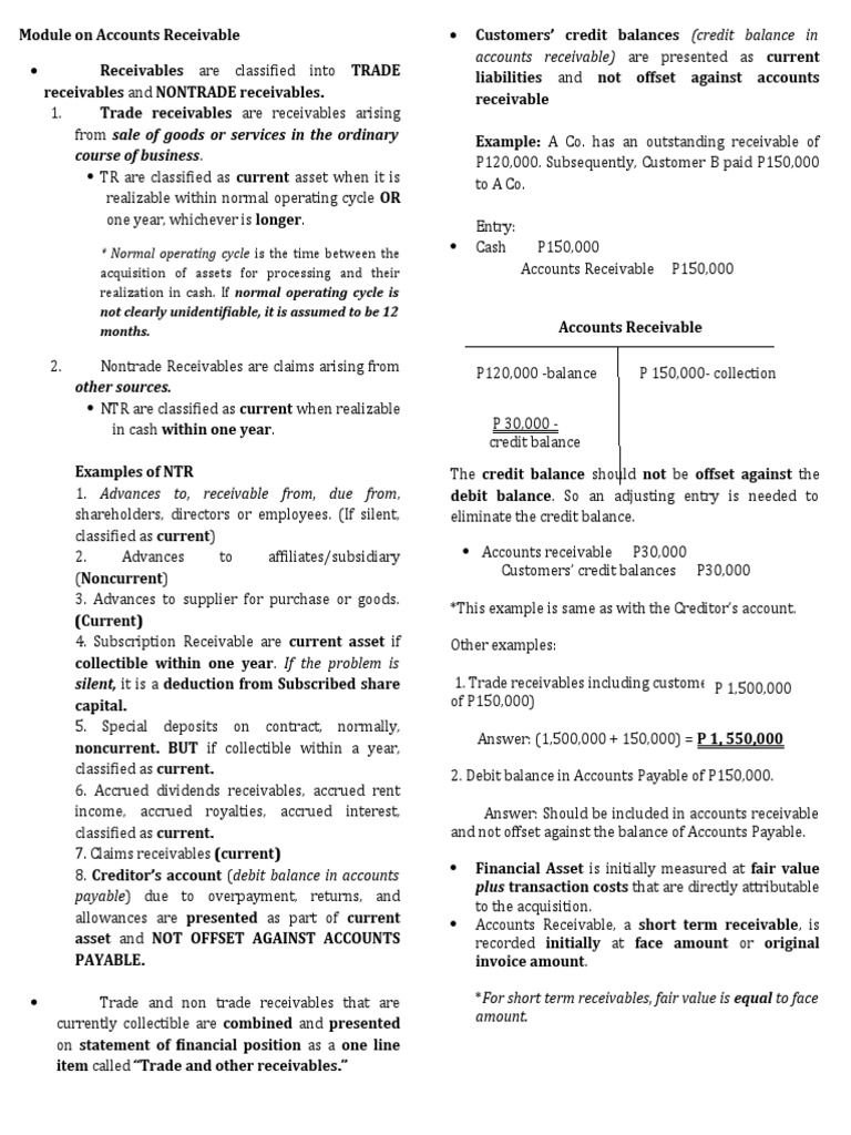 Accounts Receivable Handout PDF | PDF | Bad Debt | Debits And Credits