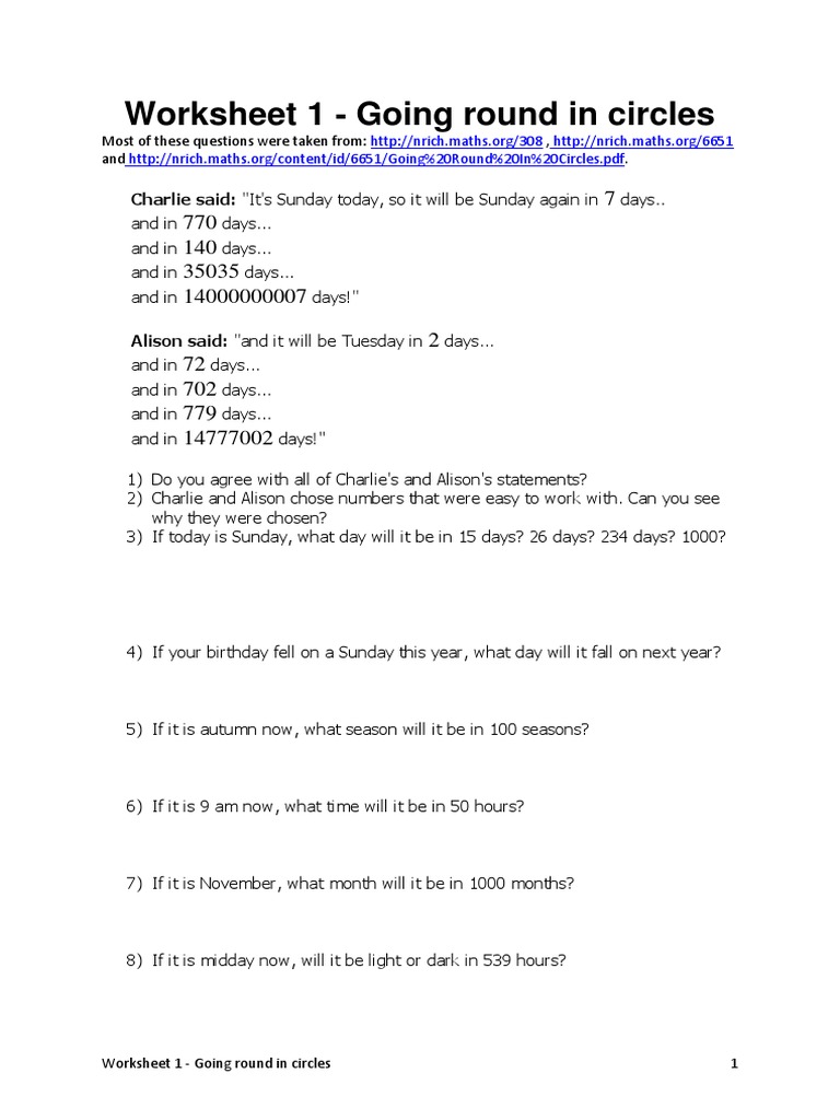 ModularArithmetic Worksheets Answers PDF | PDF | Number Theory ...