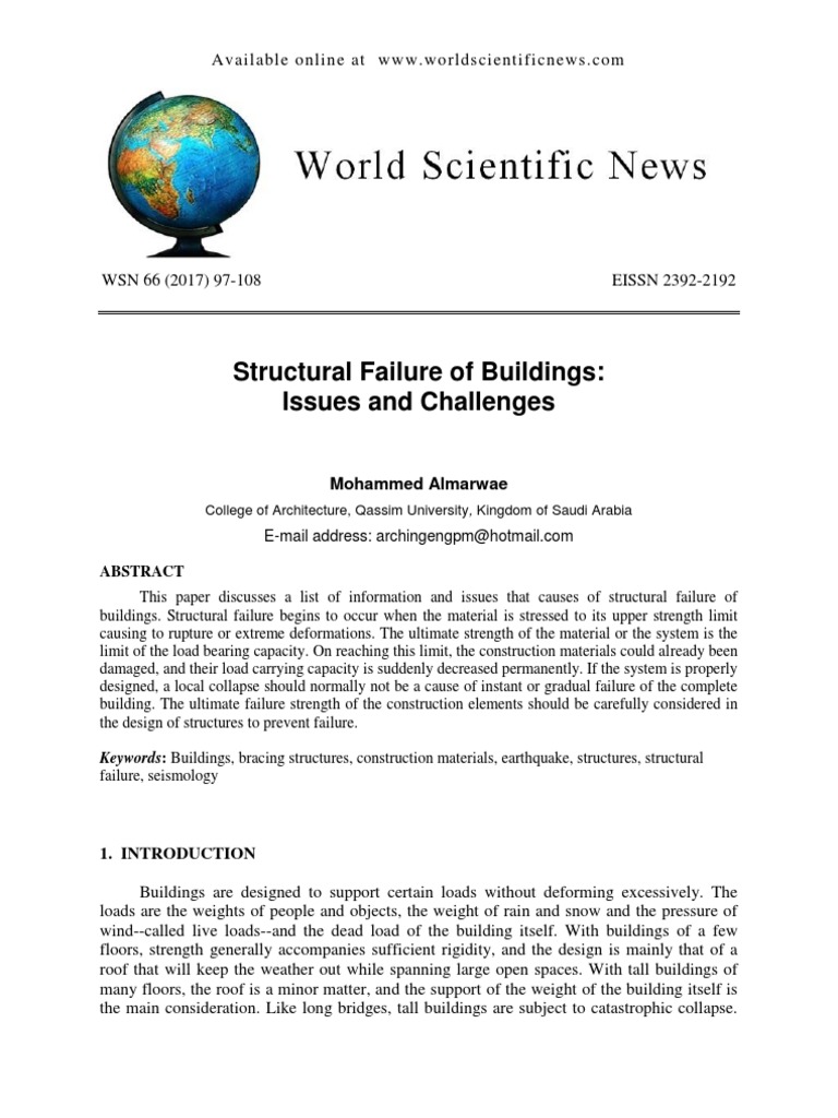 Structural Failure of Buildings - Issues and | PDF | Civil Engineering ...