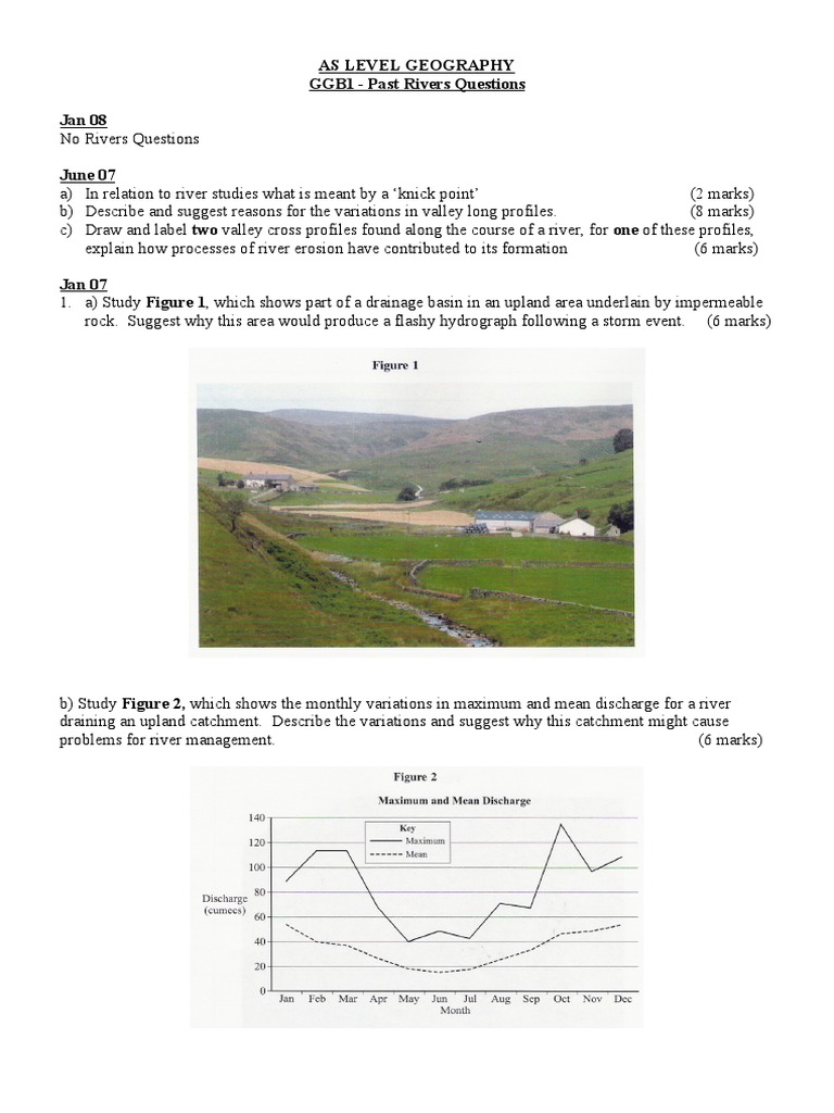 AS Level Geography: Rivers Exam Questions | PDF | Drainage Basin | River