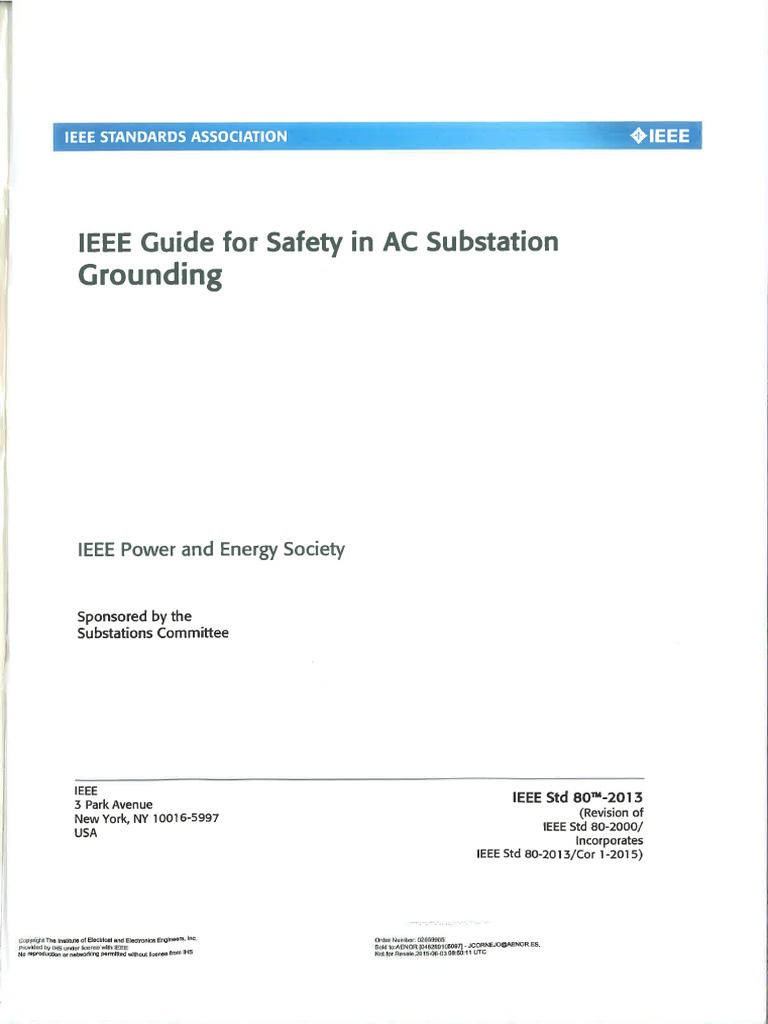 IEEE 80 2013 Guide For Safety in AC Substation Grounding PDF | PDF ...
