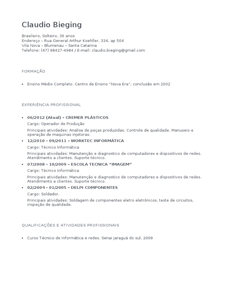 Curriculo Claudio | PDF