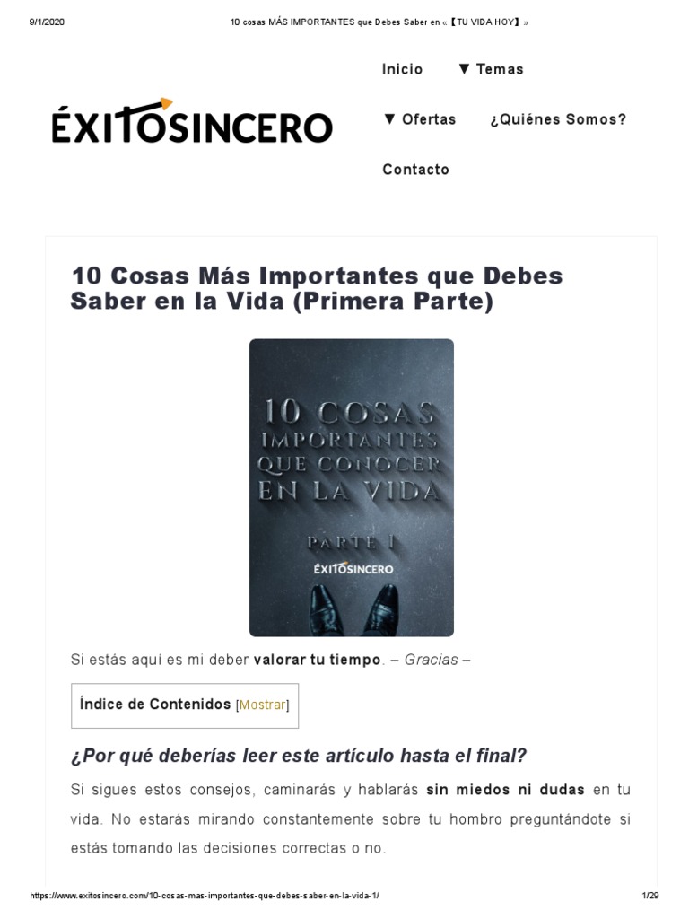 10 cosas MÁS IMPORTANTES que Debes Saber en «【TU VIDA HOY】» PDF | PDF ...