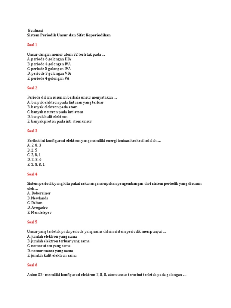 Tugas Kimia SOAL SPU | PDF