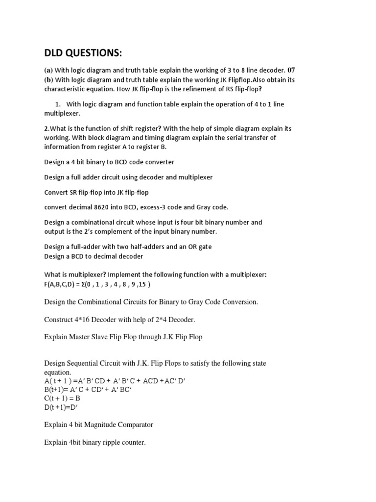 DLD Questions | PDF