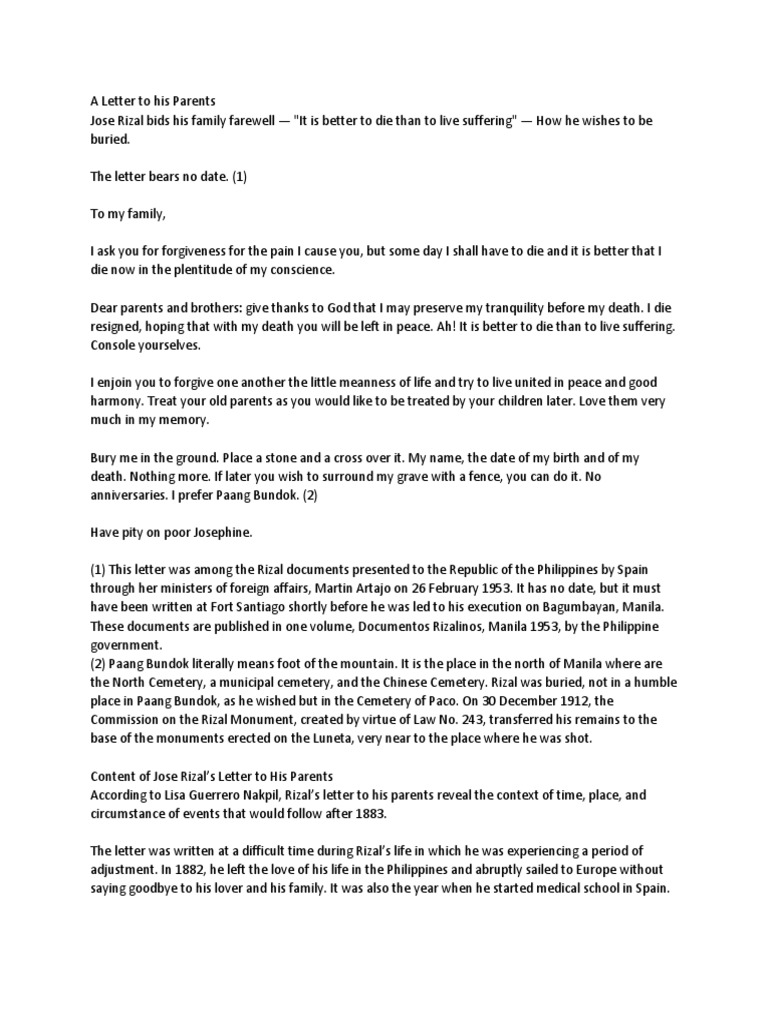 A Letter To His Parents | PDF