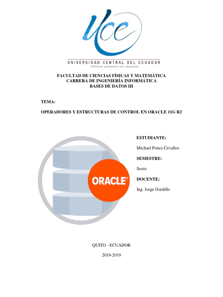 Operadores y Estructura de Control PLSQL | PDF | Pl / Sql | Flujo de ...