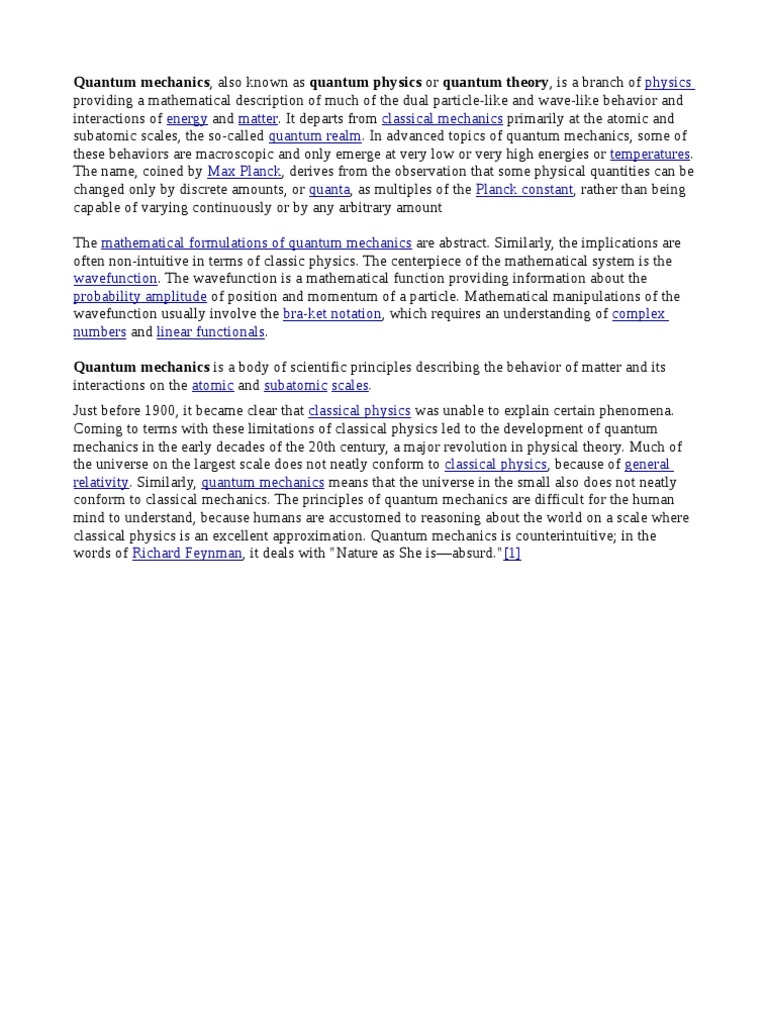 Understanding Quantum Mechanics Basics | PDF