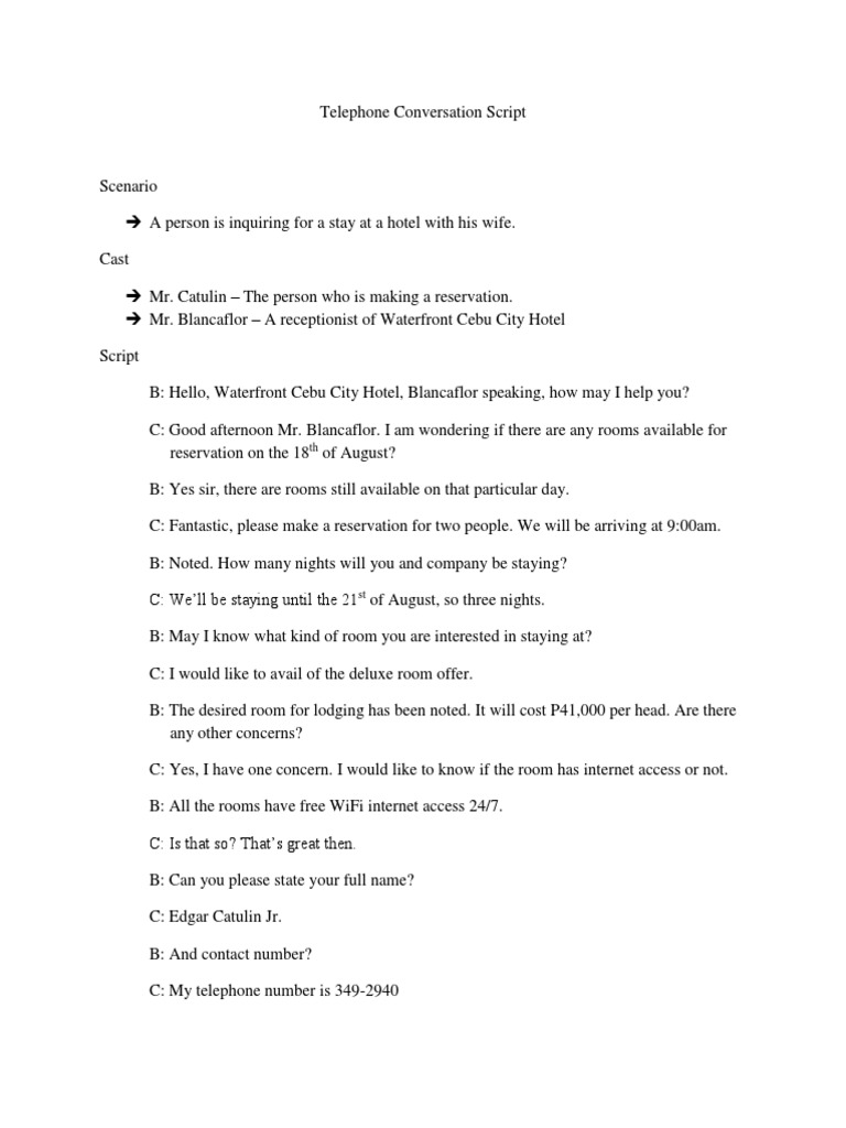 Telephone Conversation Script | PDF