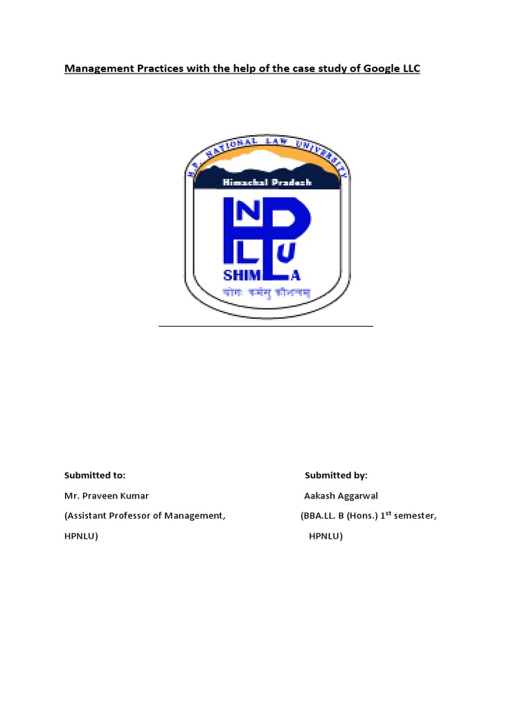 Management Practices With The Help of The Case Study of Google LLC ...
