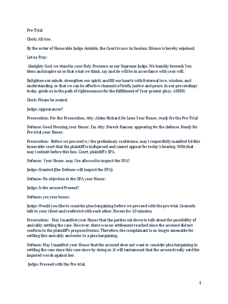 Pre-Trial Script | PDF | Witness | Affidavit