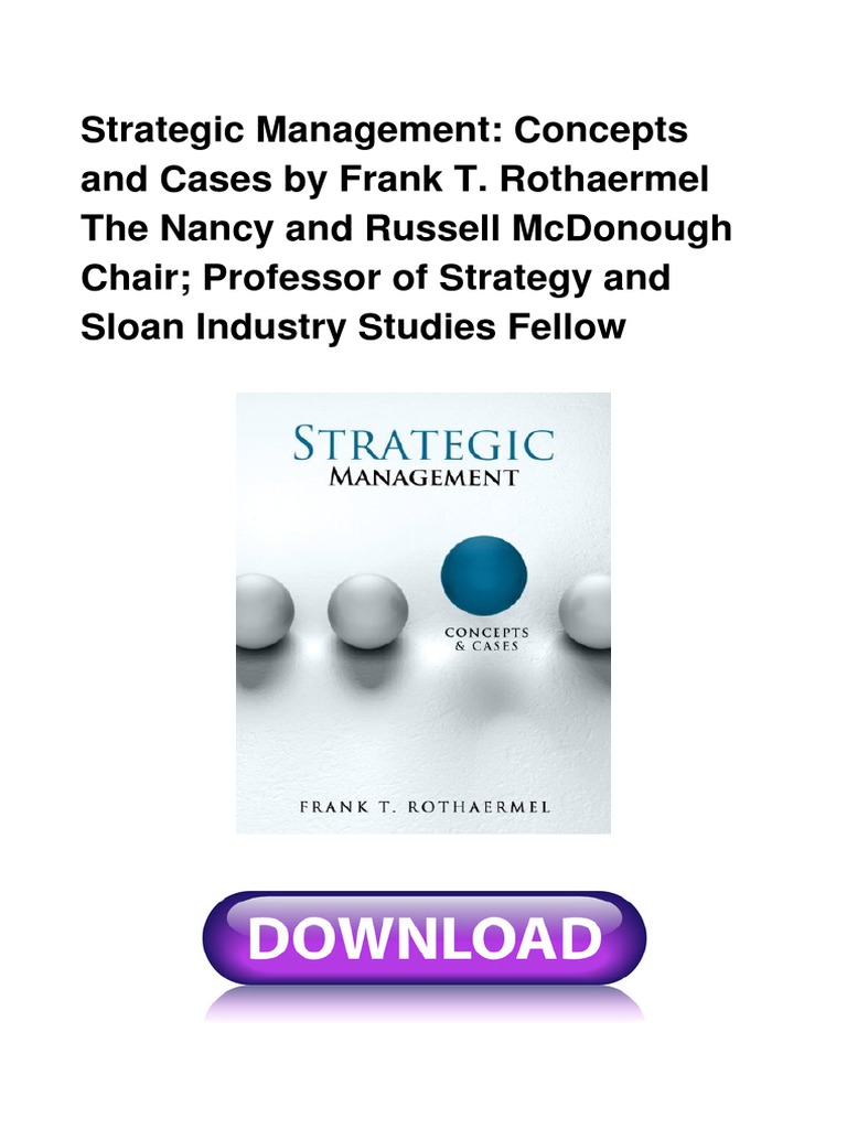 Strategic Management Concepts and Cases | PDF