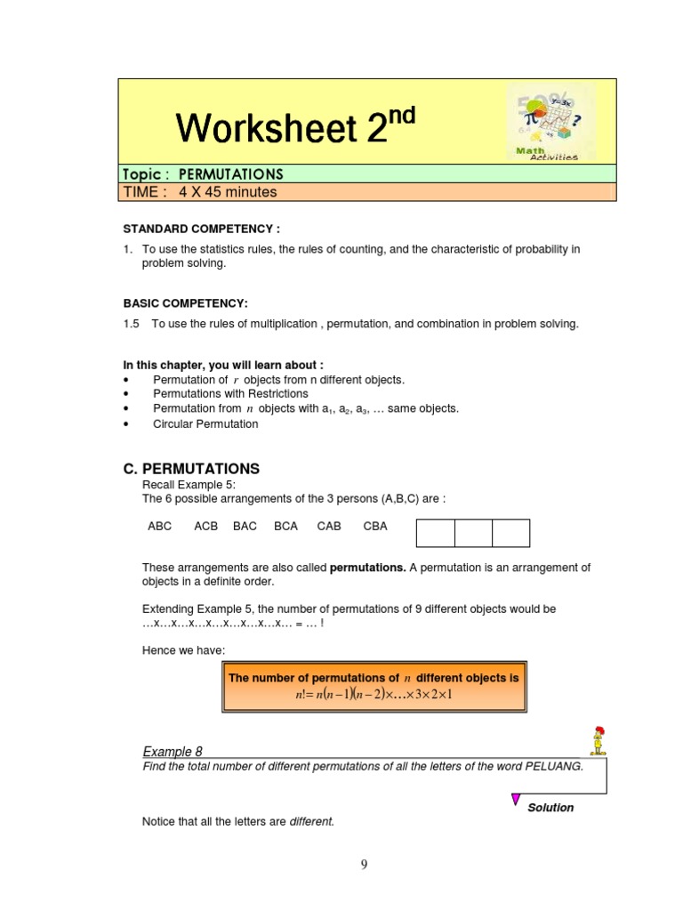 Worksheet 2 Permutations1 PDF | PDF | Permutation | Teaching Mathematics