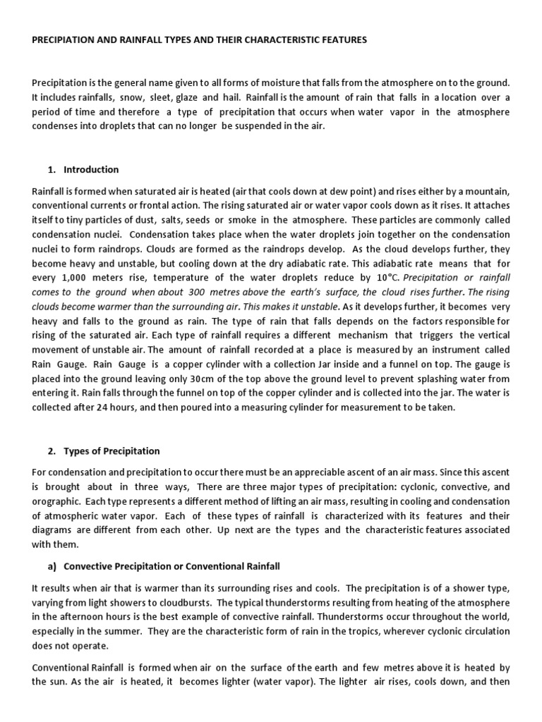 Precipiation and Rainfall Types and Their Characteristic Features | PDF ...