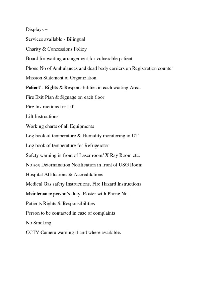 NABH Guidelines for Hospital Signage | PDF