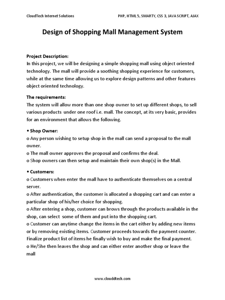 Design of Shopping Mall Management System | PDF