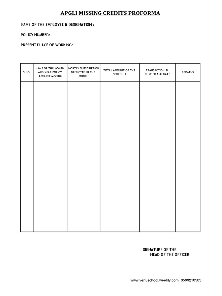 Apgli Missing Credits Proforma1 PDF | PDF
