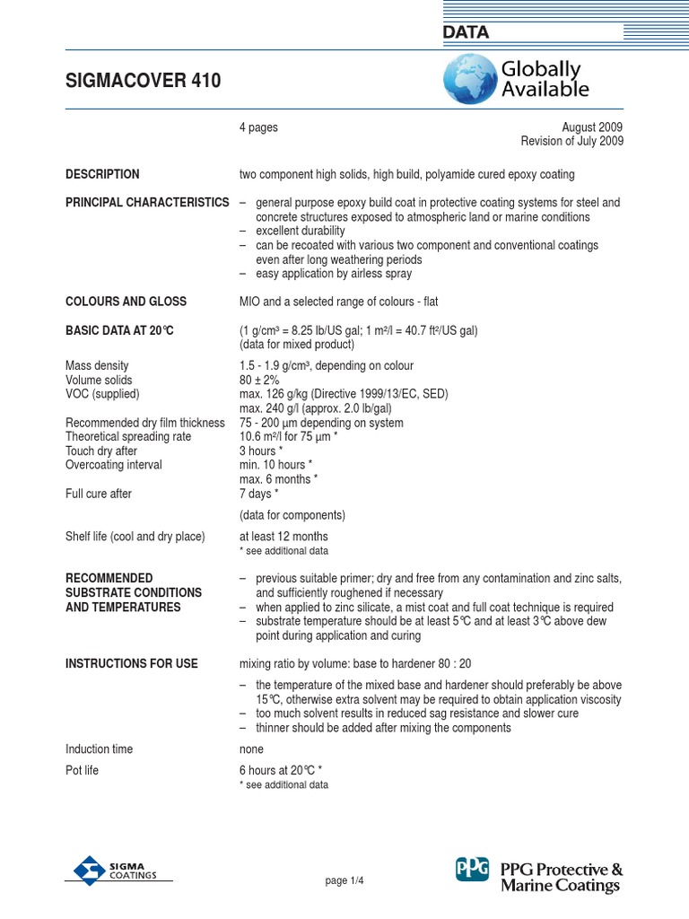 00 - 6823 SigmaCover 410 | PDF | Paint | Safety