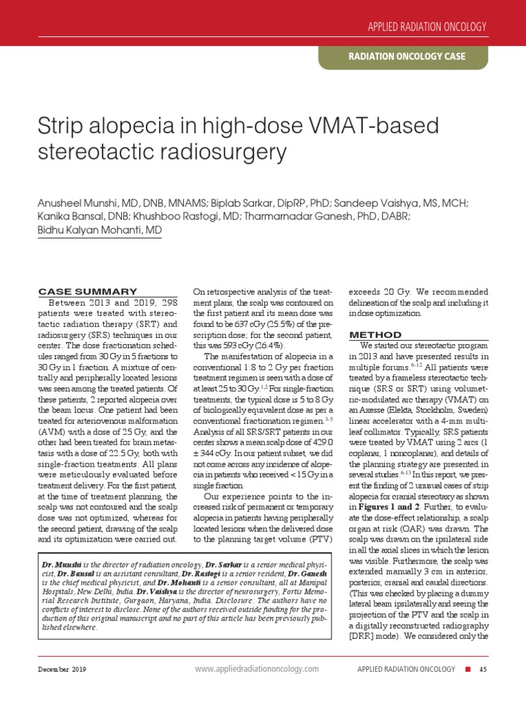 Applied Radiation Oncology: Case Report: Strip Alopecia in High-Dose ...