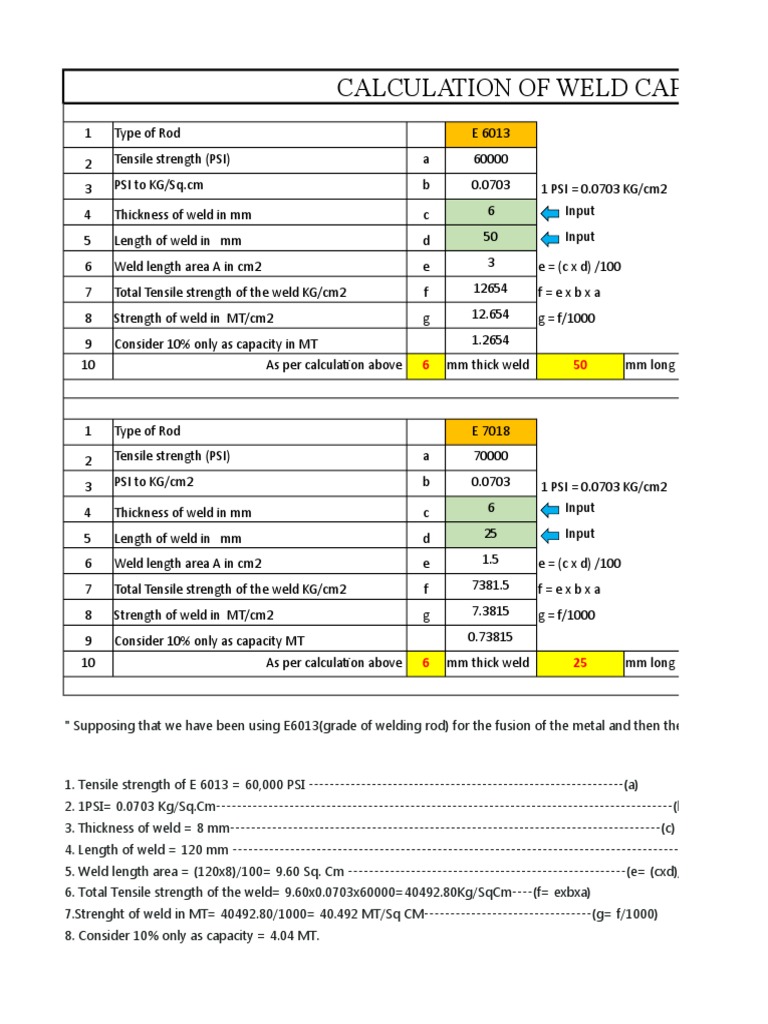Weld Capacity Calculation | PDF | Strength Of Materials | Welding
