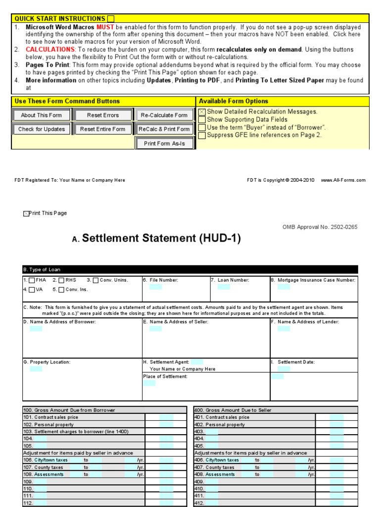 HUD-1_Form | Real Property Law | Private Law