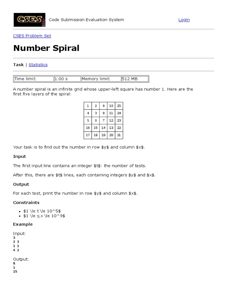Code Problem - Number Spiral | PDF