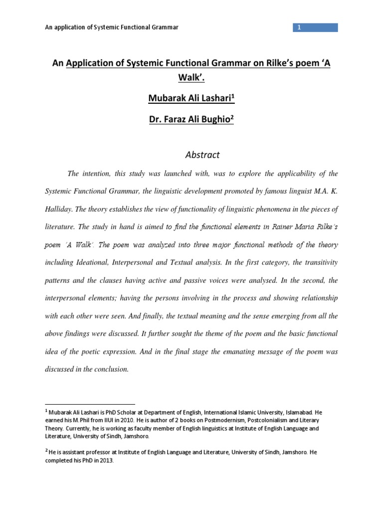 An Application of Halliday - 1 | PDF | Cognitive Science | Linguistics