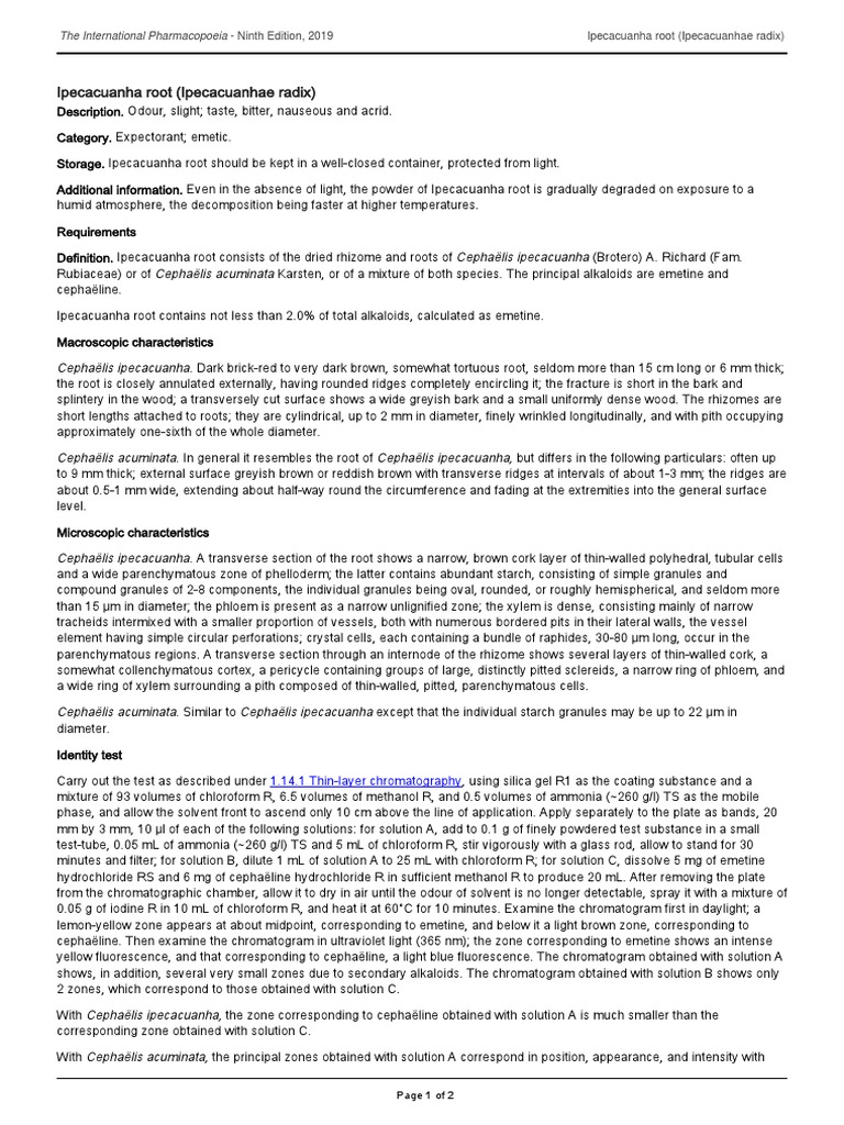 6 1 200 Ipecacuanha-Root - (Ipecacuanhae-Radix) | PDF | Solution ...