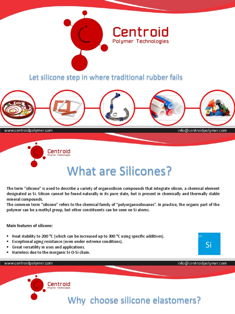 CENTROID POLYMER TECHNOLOGIES SILICONE Extrusions and Moulding Solutions | PDF | Silicone | Silicon