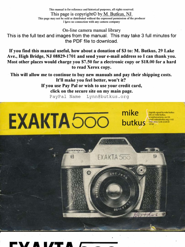 Exakta 500 PDF | PDF | Aperture | Shutter (Photography)