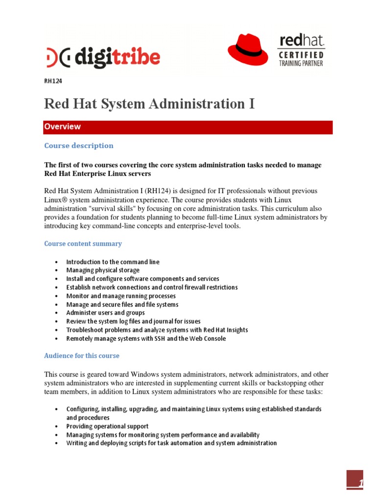 RH124-Red Hat System Administration I | PDF | System Administrator | Linux