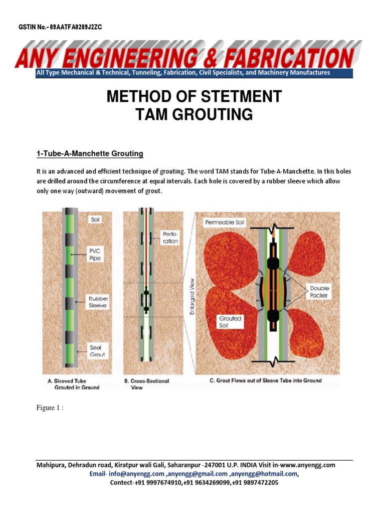 Method of Stetment Tam Grouting PDF | PDF | Pipe (Fluid Conveyance ...
