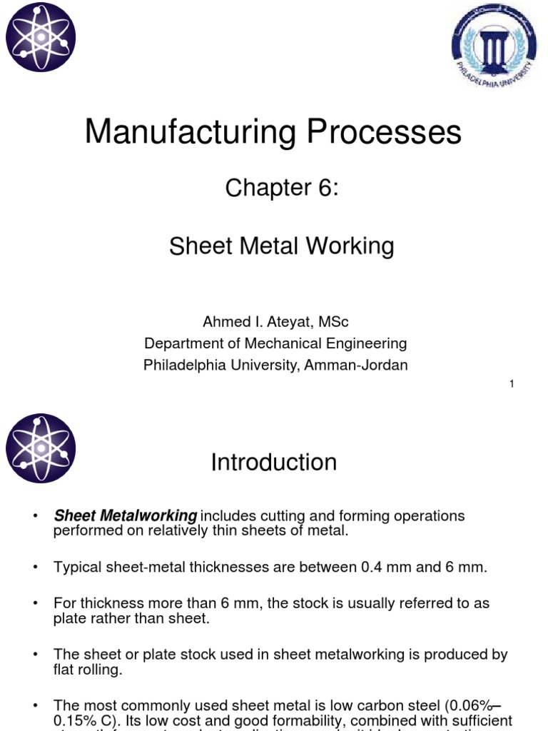 Manufacturing Processes Ch.6 (20) Sheet Metal Working | PDF | Sheet ...